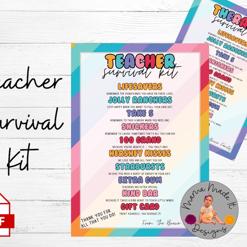 Teacher Survival Kit - Etsy