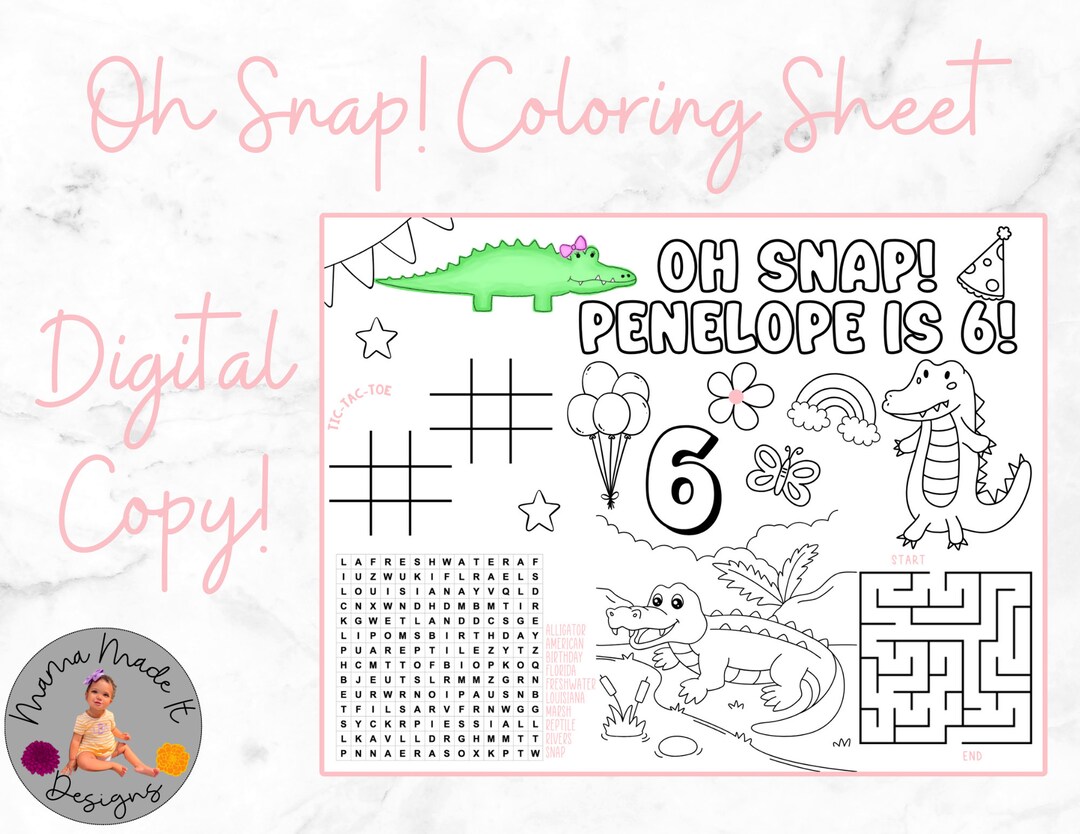 Oh Snap! Coloring Page - Digital File Only - Etsy