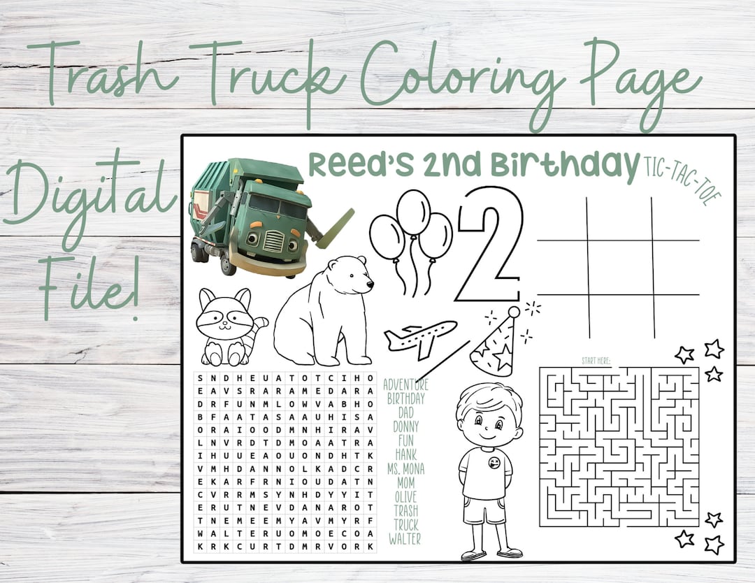 Trash Truck Coloring Page - Digital File - Etsy