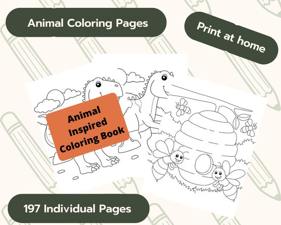 Animal Coloring Pages - Etsy