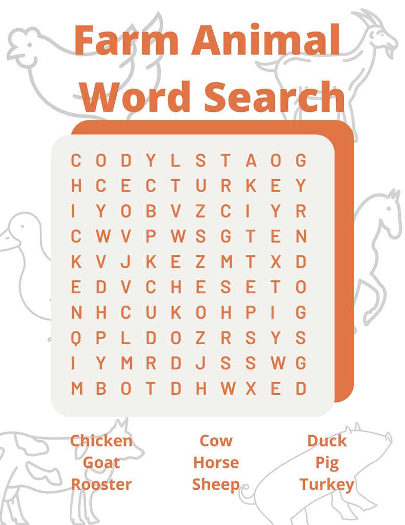 Animal Word Search Pages - Etsy