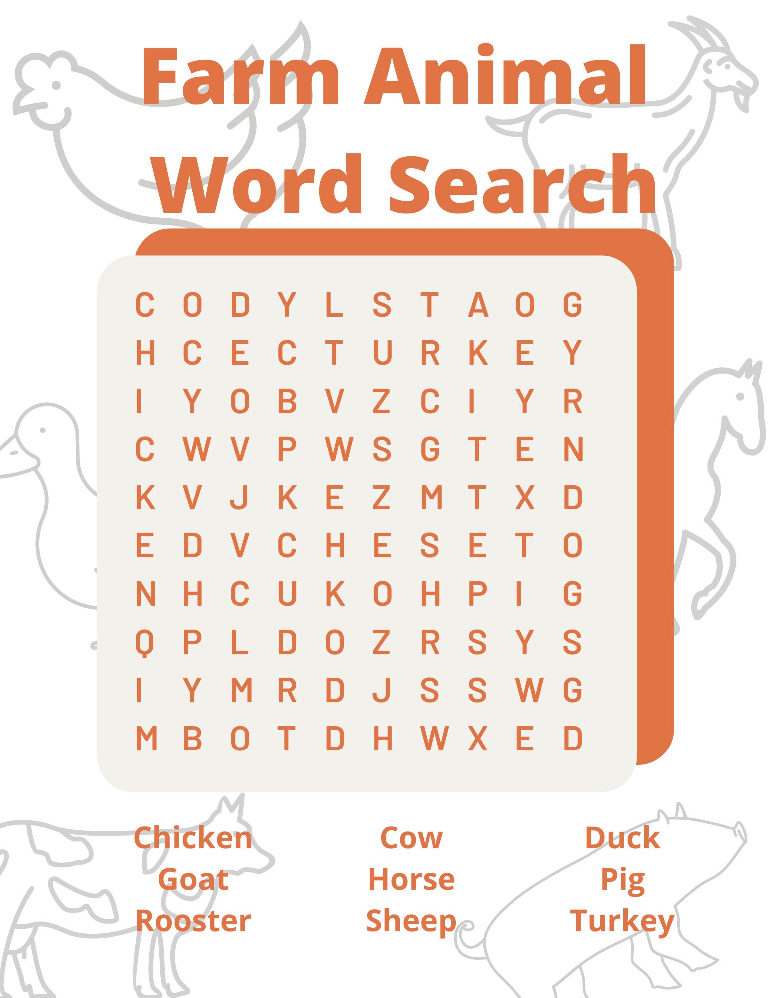 Animal Word Search Pages - Etsy