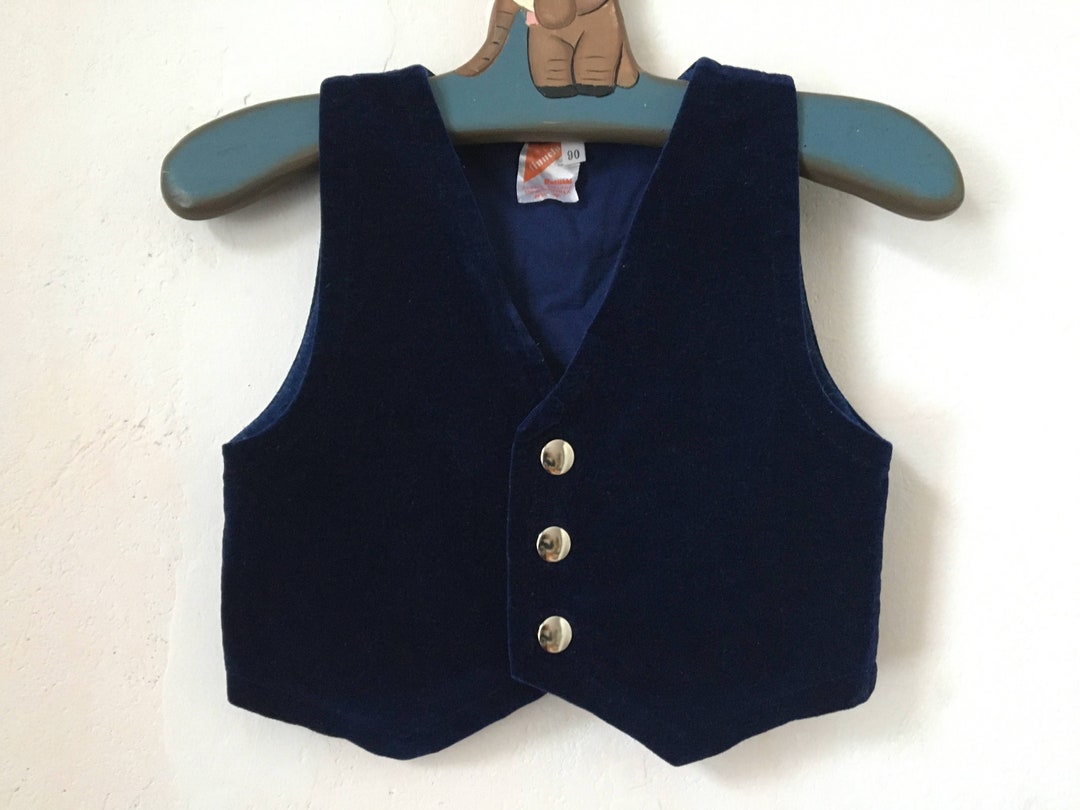 Vintage Boy Blue Velvet Vest, 2T Toddler Suit Waistcoat, 90s Classic ...