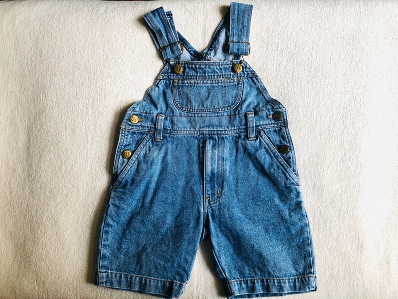 Kids Denim Overall Shorts, Gender Neutral Kids 90s Blue Denim Dungarees ...