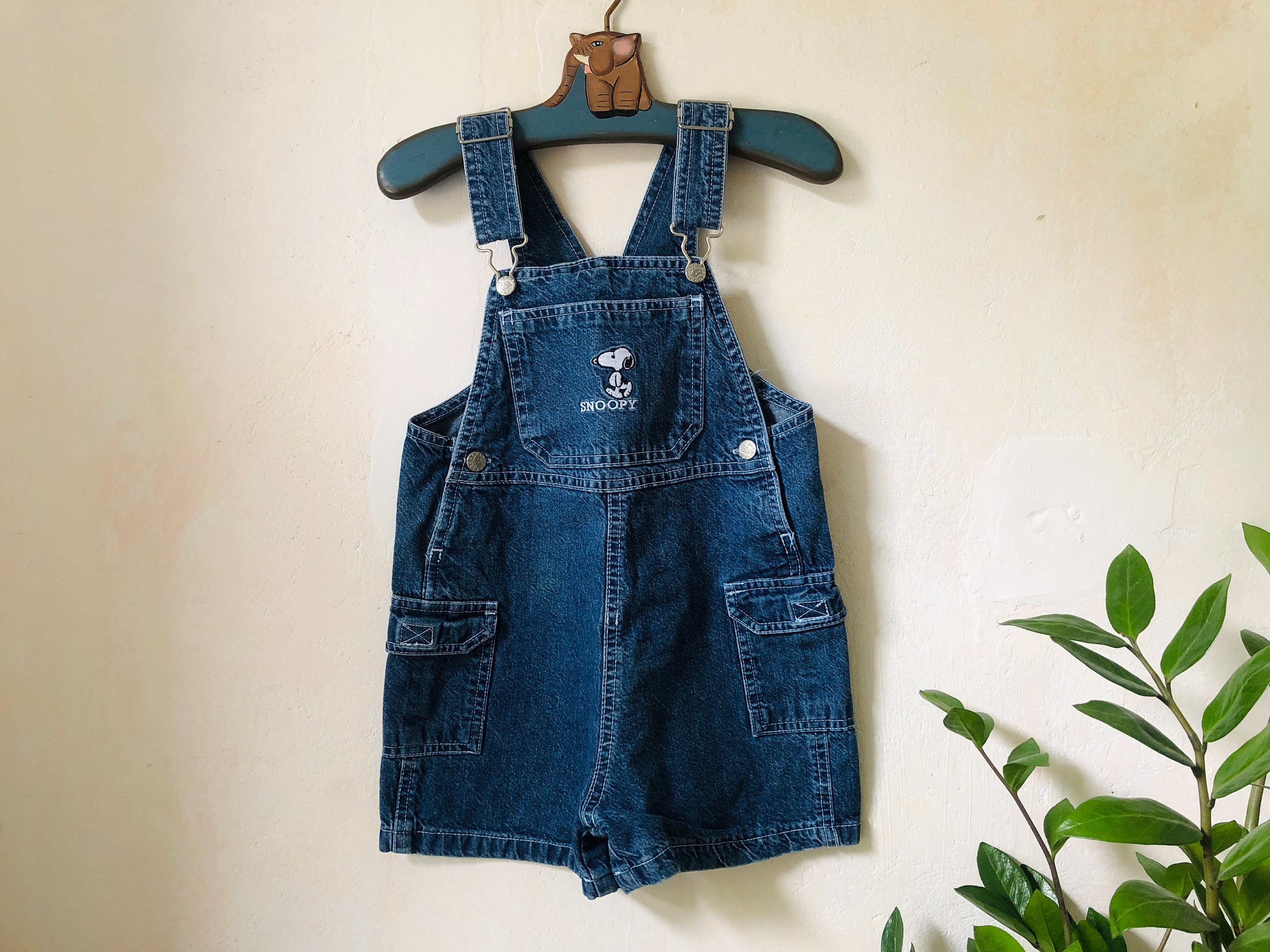 Vintage Snoopy Overall Shorts 90s Blue Denim Dungarees 4T - Etsy