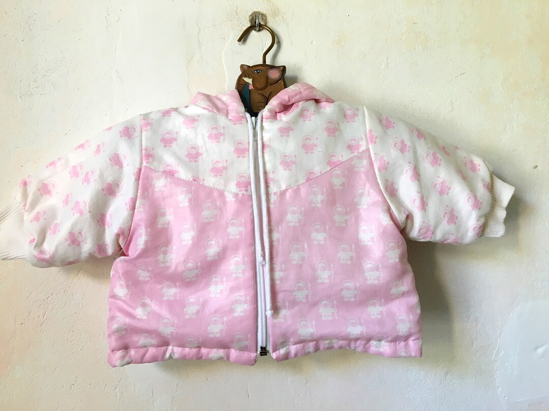 Vintage Baby Winter Jacket With Eskimo Print, 80s Pink Patterned Girls ...