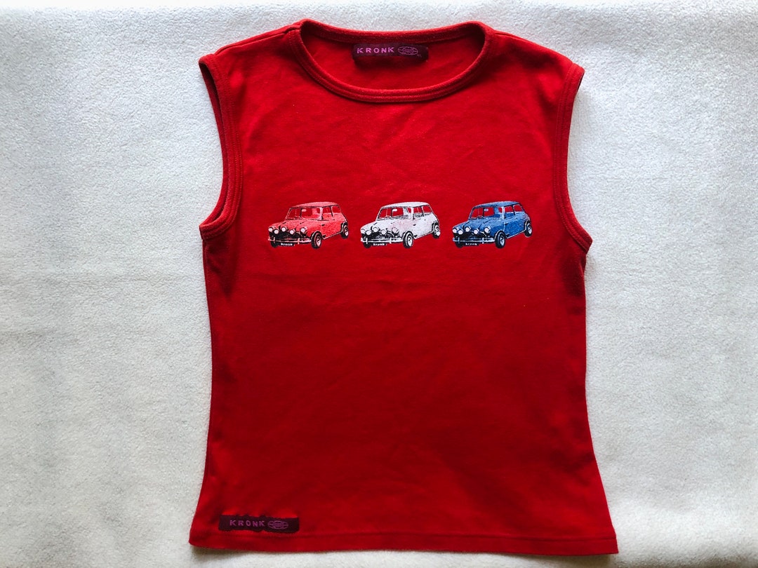 Kids Retro Car Print Tank Top, 8-9 Years Boys Red Top, Vintage 90s Kids ...