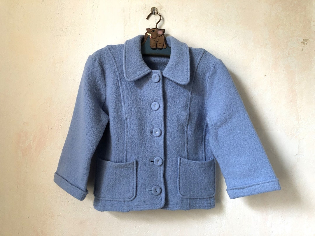 60s Girls Blue Wool Coat, 3T 4T Toddler Girls Spring Outerwear, Light ...