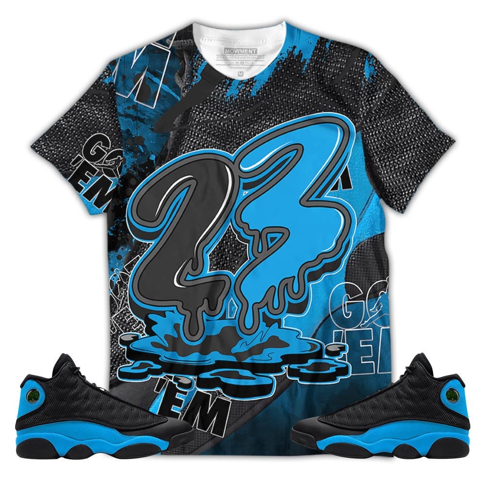 Gift 23 Drip Sneaker Shirt Match Black University Blue 13s Tee Designed ...