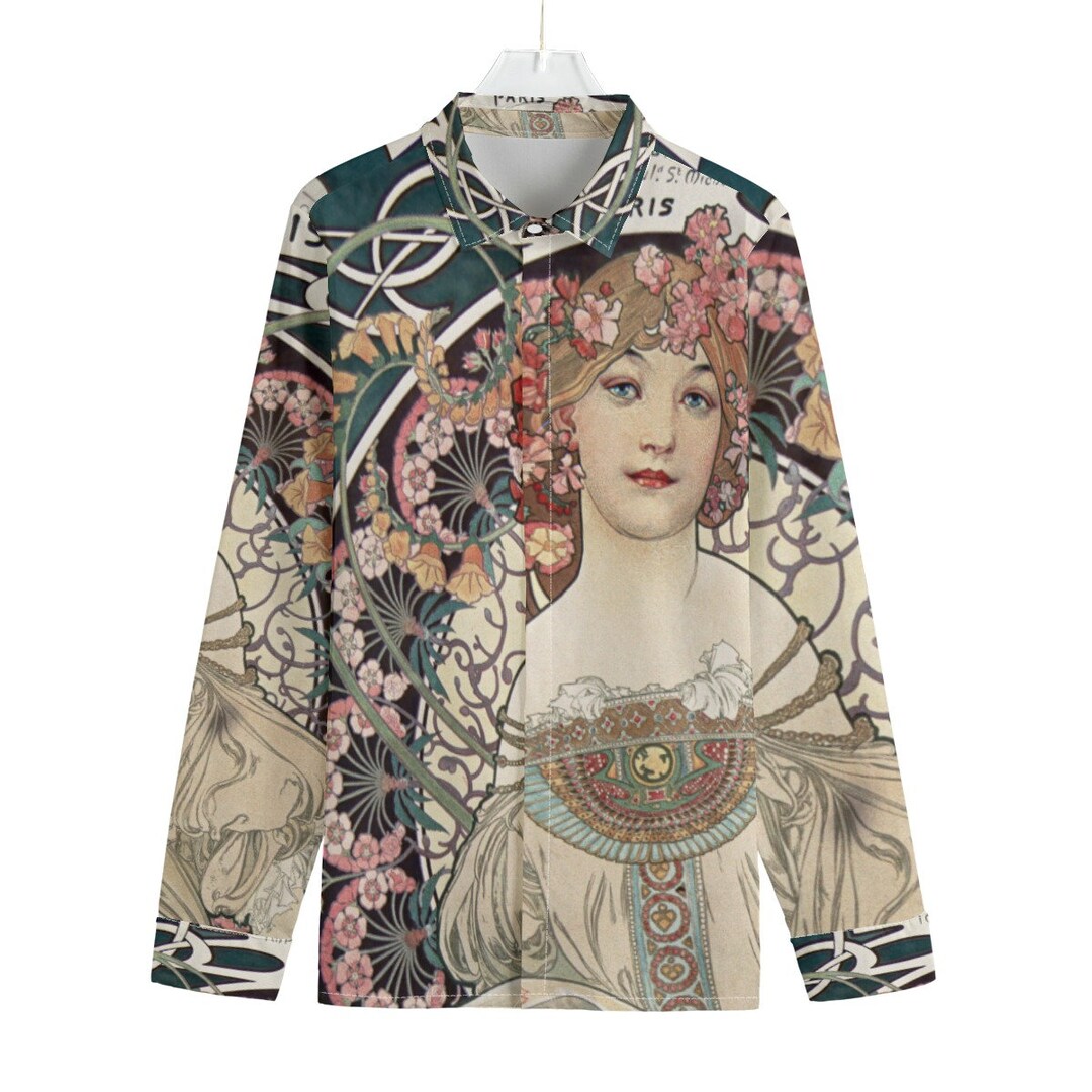 Alphonse Mucha Art Nouveau Cotton Poplin Shirt - Etsy