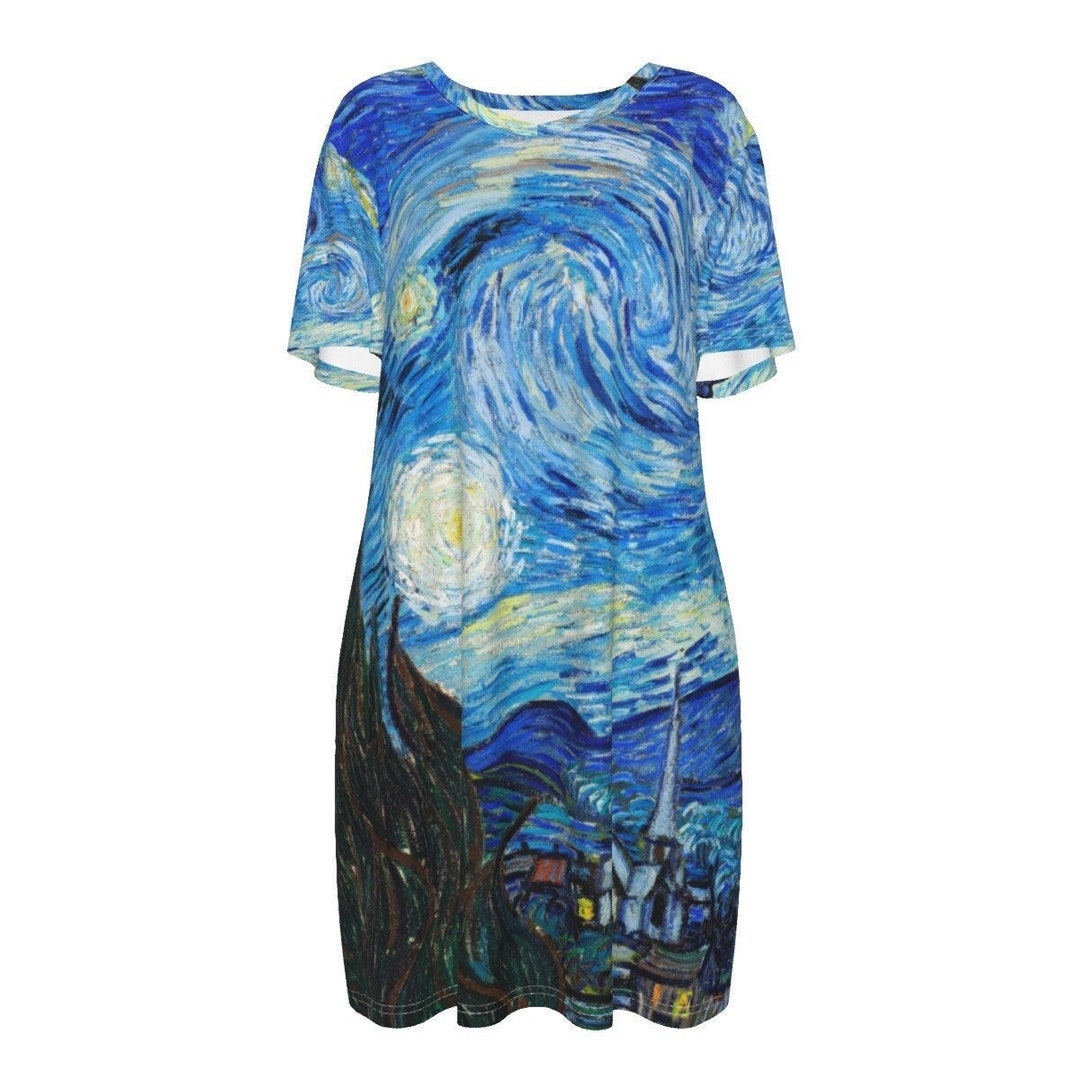 Van Gogh Starry Night / Cotton Women's Dress / All Over Print - Etsy