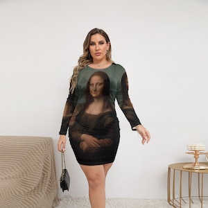 Mona Lisa Women's Mesh Crop Top / Long Sleeves / All-over Mona Lisa Women's Mesh Crop Top / Long Sleeves / All-over