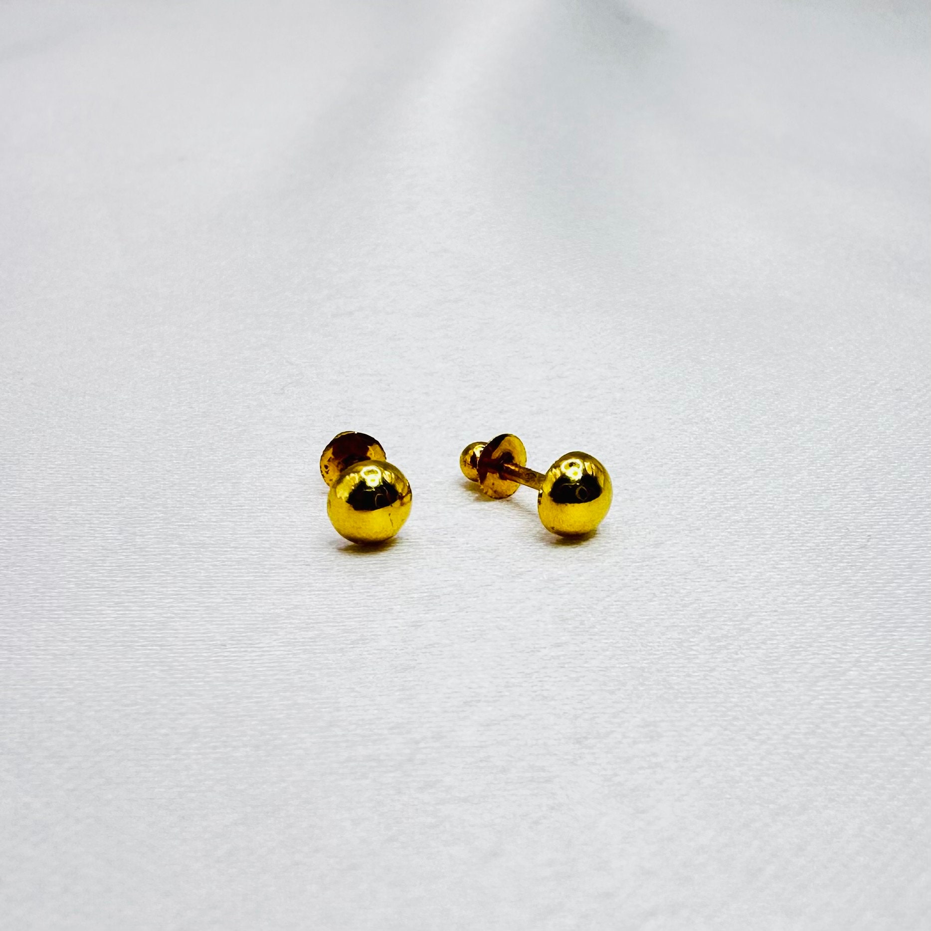 22k Solid Gold Ear Studs / Karabu Earring/ Half Ball Earrings - Etsy