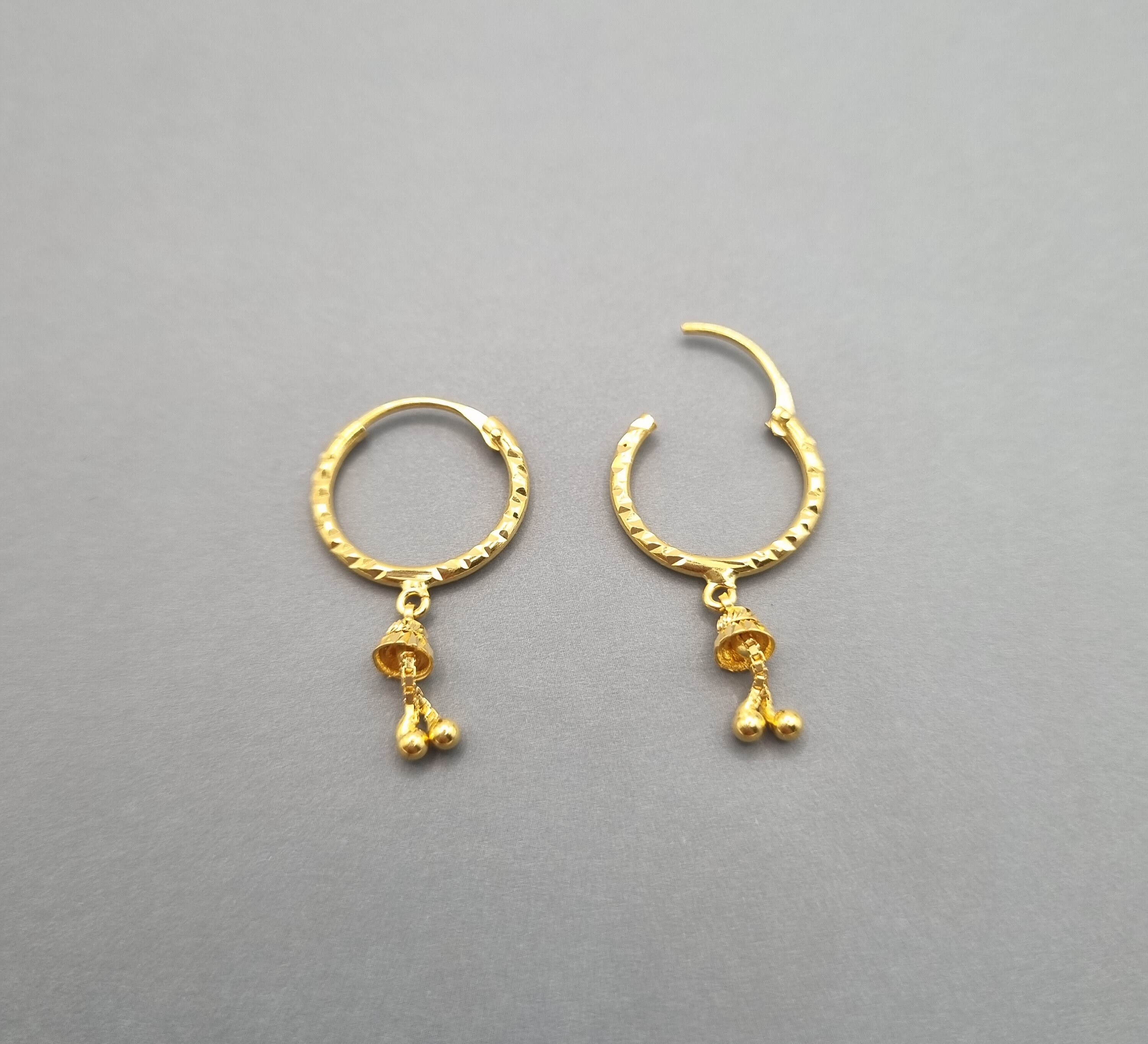 22k Solid Gold Hoop and Drop Earrings - Etsy