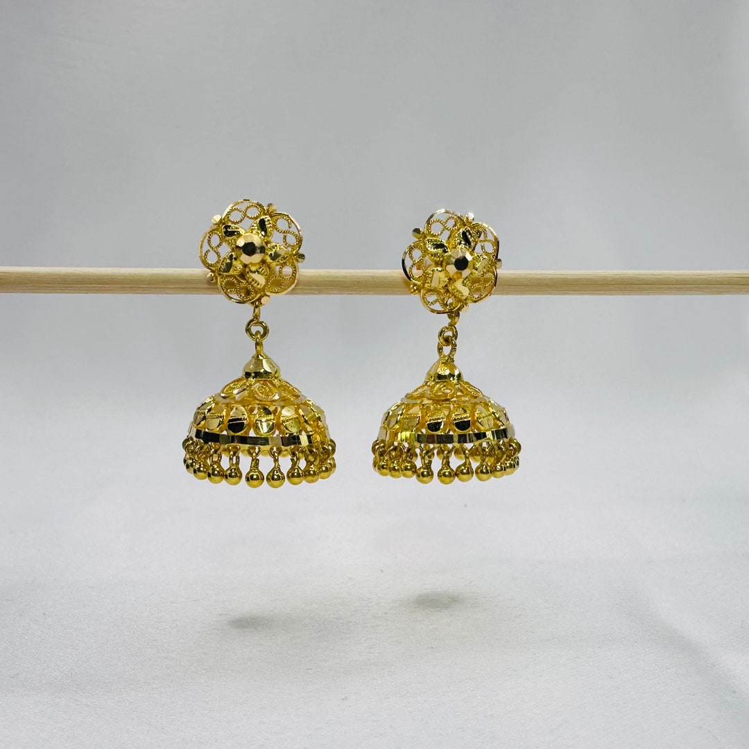 22k Solid Gold 2 in 1 Jimiki Kammal / Jhumka Earrings - Etsy