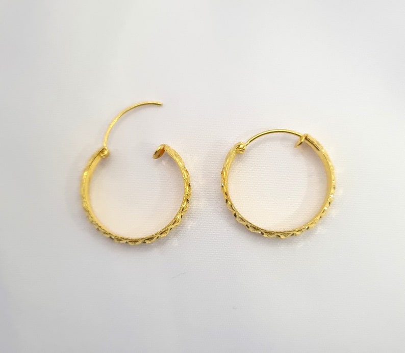 22k Solid Gold Hoops Earrings, Gift Hoop Earrings, Gift for Her - Etsy
