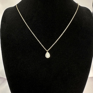 18k Solid Gold Chain and Tear Drop Pendant/ Necklace - Etsy