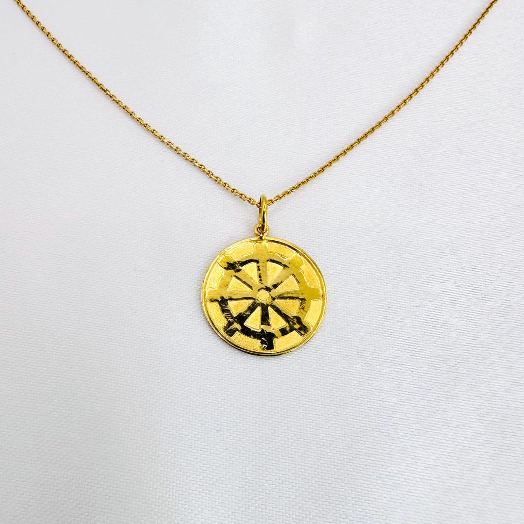 22k Solid Gold Dharma Wheel Pendant - Etsy