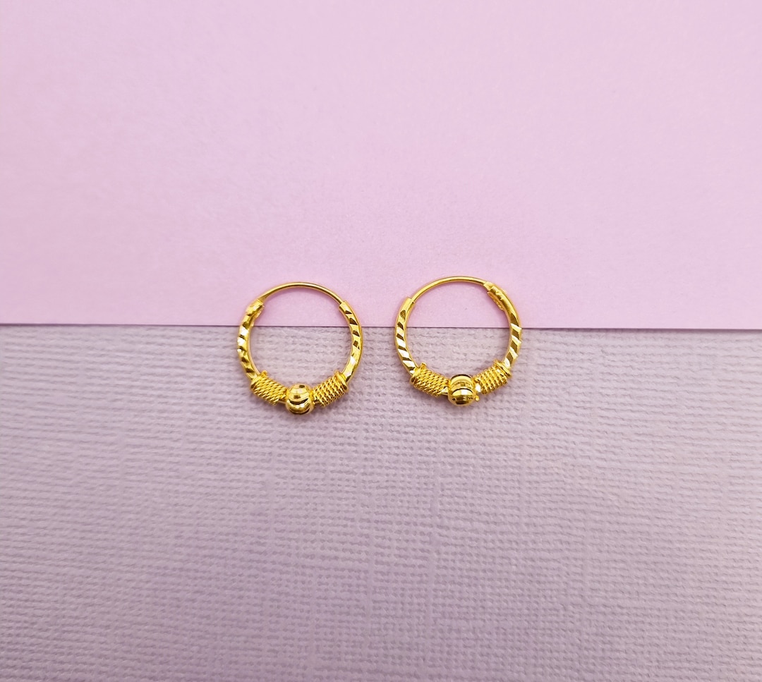 22k Solid Gold Hoops - Etsy