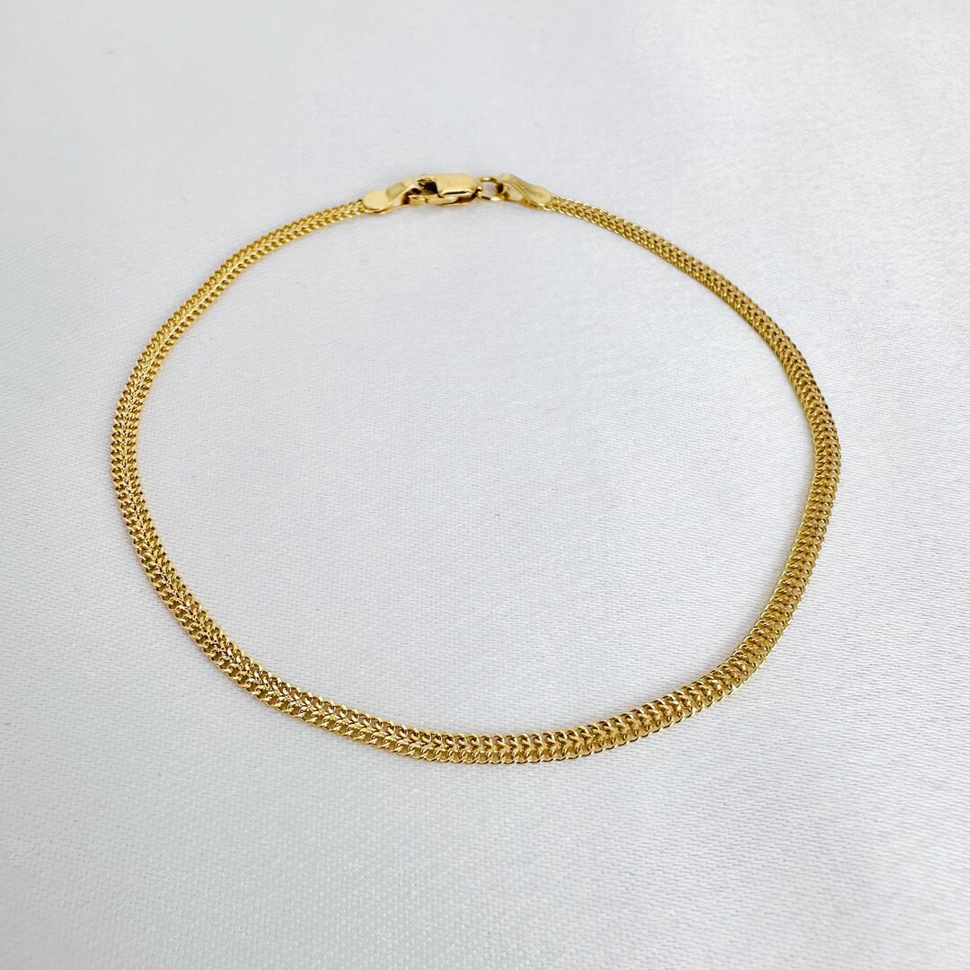 18k Solid Gold Everyday Bracelet, Simple Chain Bracelet - Etsy