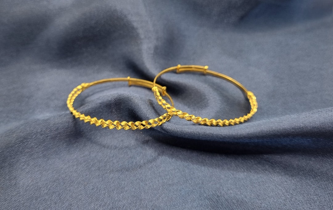 22k Solid Gold Small Baby Bangles / 22ct Gold Baby Bangles ...