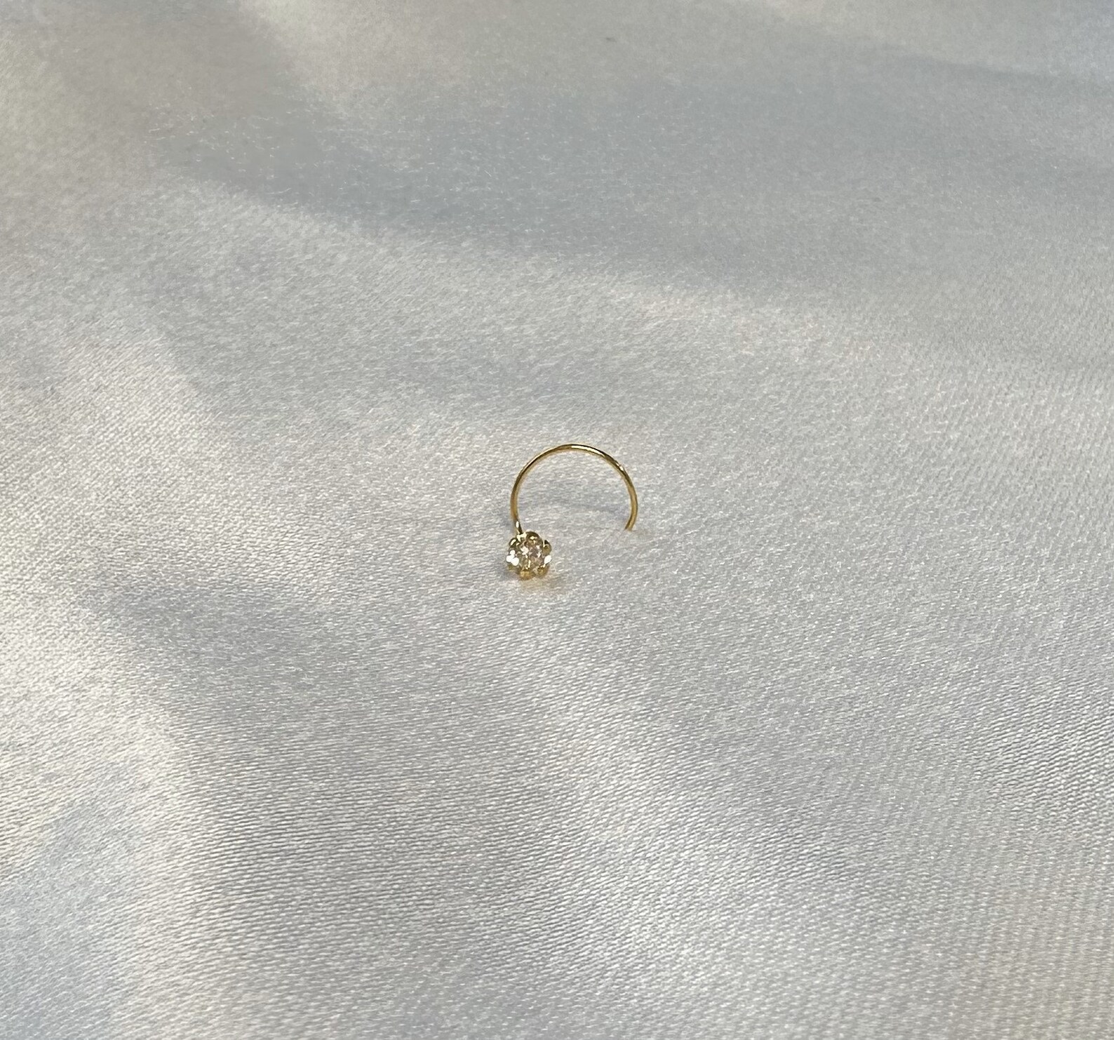 22k Solid Gold Single Stone Nose Stud , Indian Nose Pin - Etsy