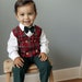 Baby Boy Red Plaid Suit: 4-piece Tartan Suspender Outfit - Etsy