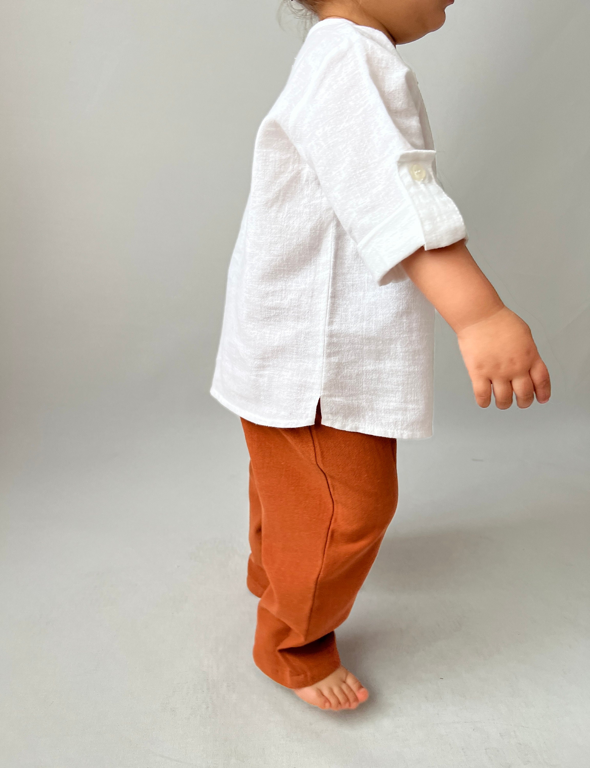 Brown Color Boys Linen Shirt and Pants Set Toddler 2pcs - Etsy