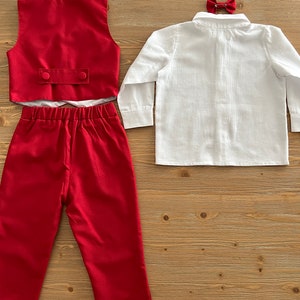 Baby Boy Red Suit Set, Red 4 Pieces Boys Set, Toddler Formal Outfit ...