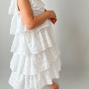 Tiered White Girls Dress Sleeveless Fish Scale Pattern - Etsy