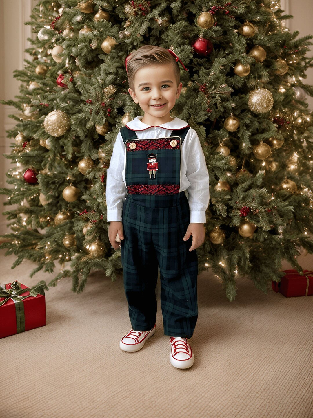 Baby Boy Nutcracker Christmas Outfit: Green Plaid Toddler Set, Lead ...