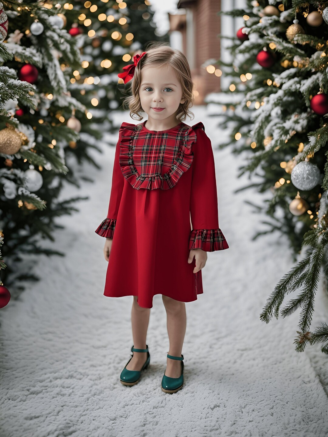 Girls' Christmas Dress: Red Plaid Gabardine Toddler Outfit - Etsy