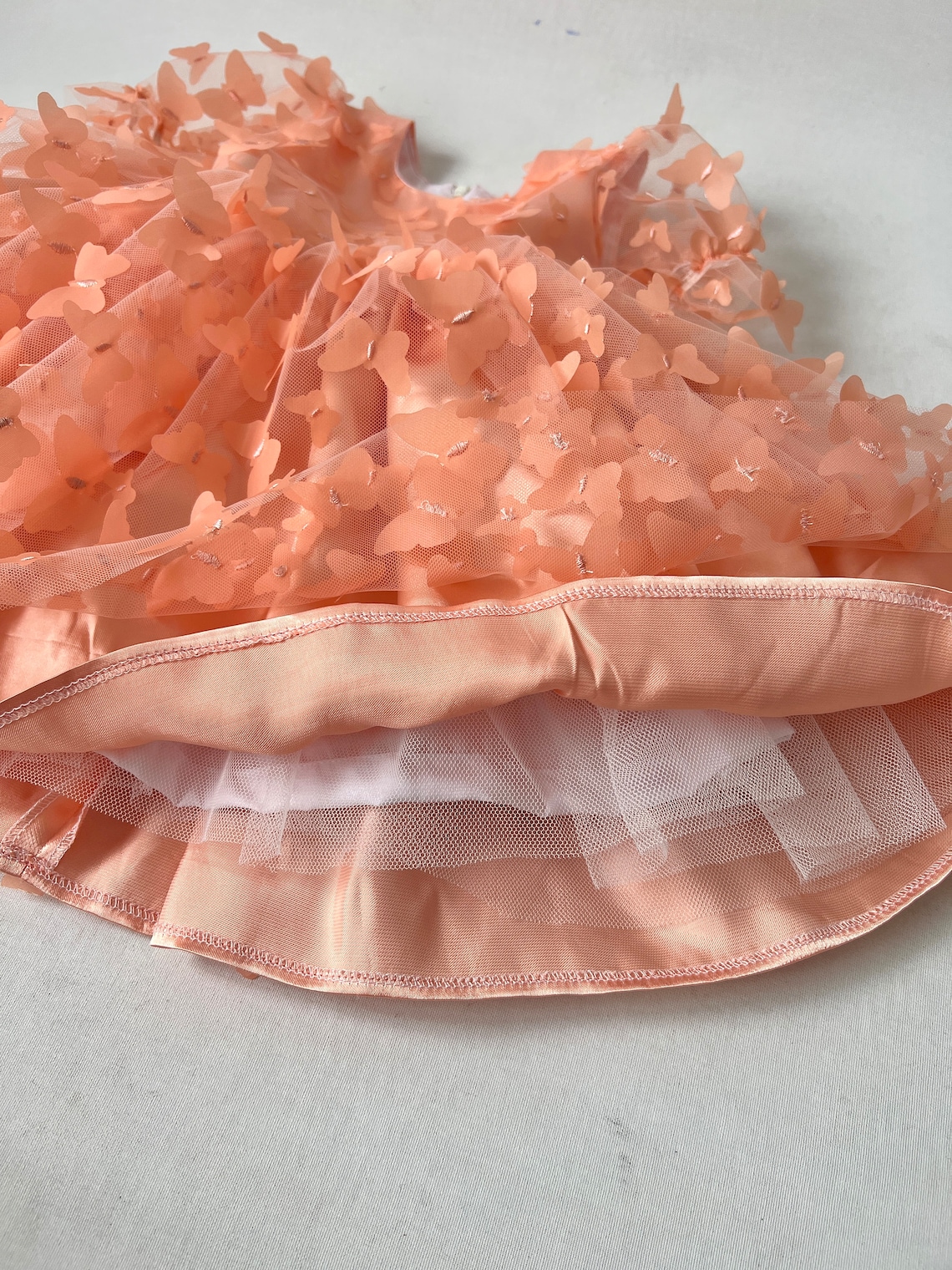 Peach Pink Butterfly Style Girls Dress Birthday Party Baby - Etsy
