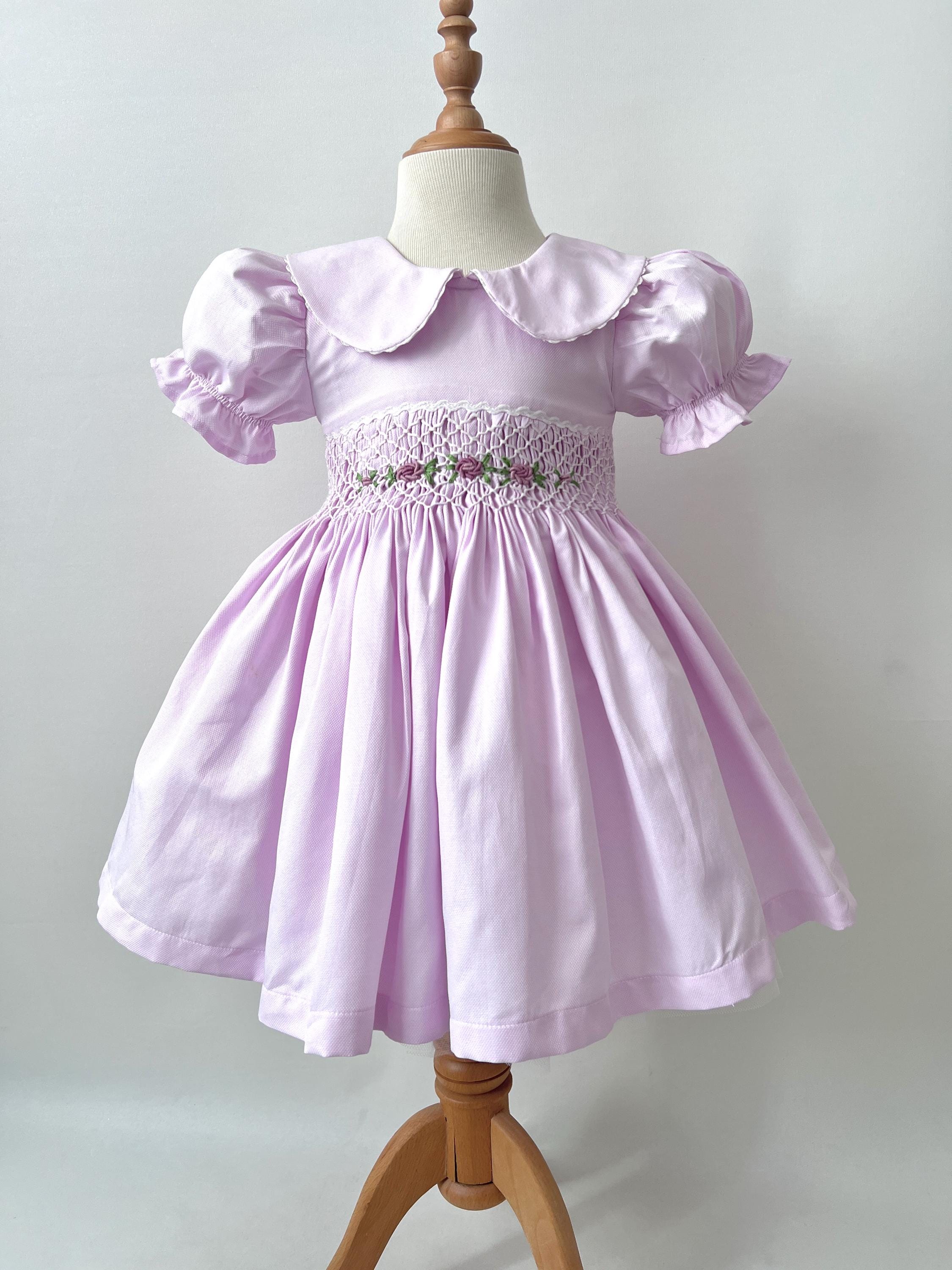 Hand-smocked Light Lilac Baby Dress, Hand Embroidery Toddler Birthday ...