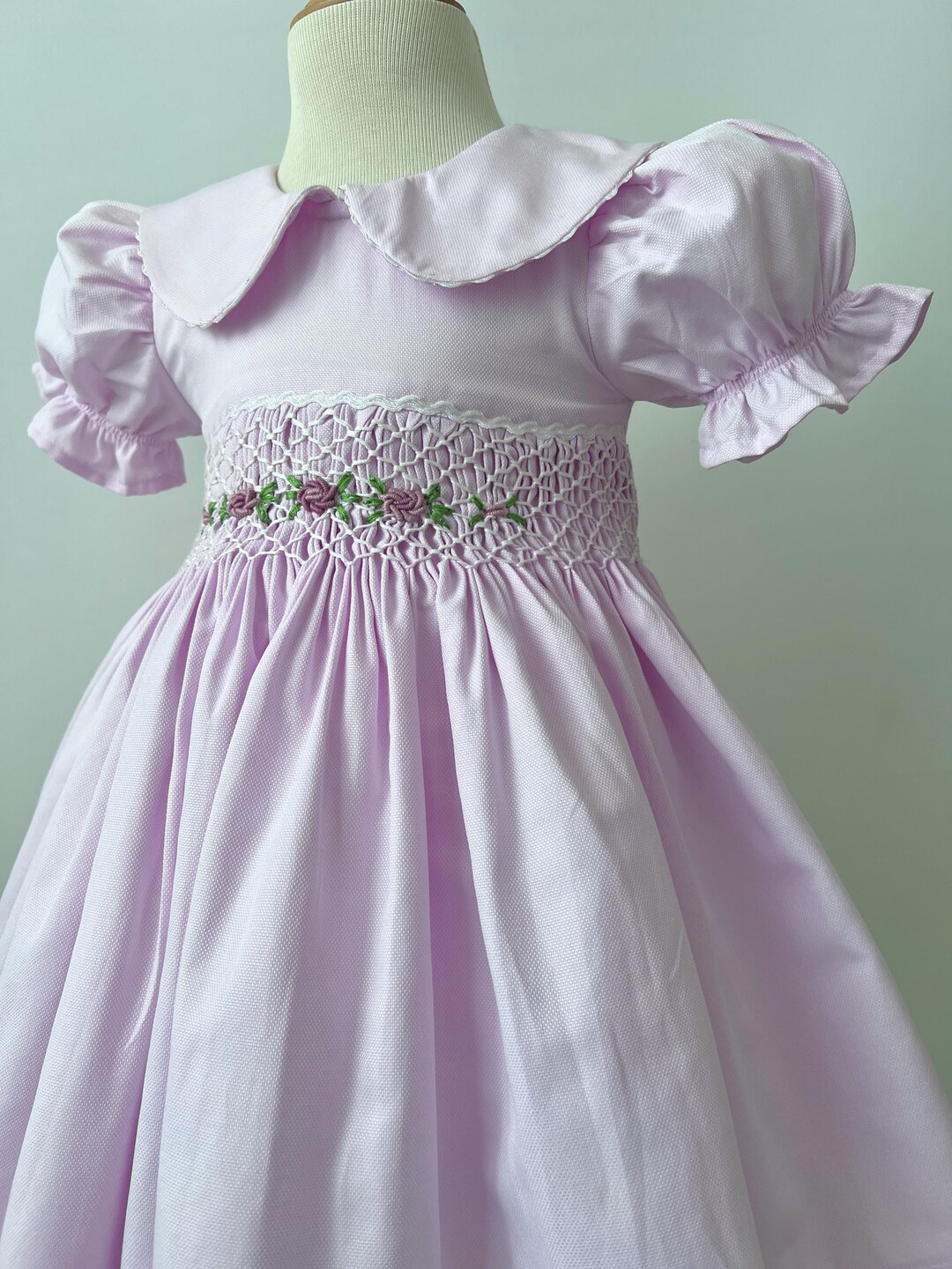 Hand-smocked Light Lilac Baby Dress, Hand Embroidery Toddler Birthday ...