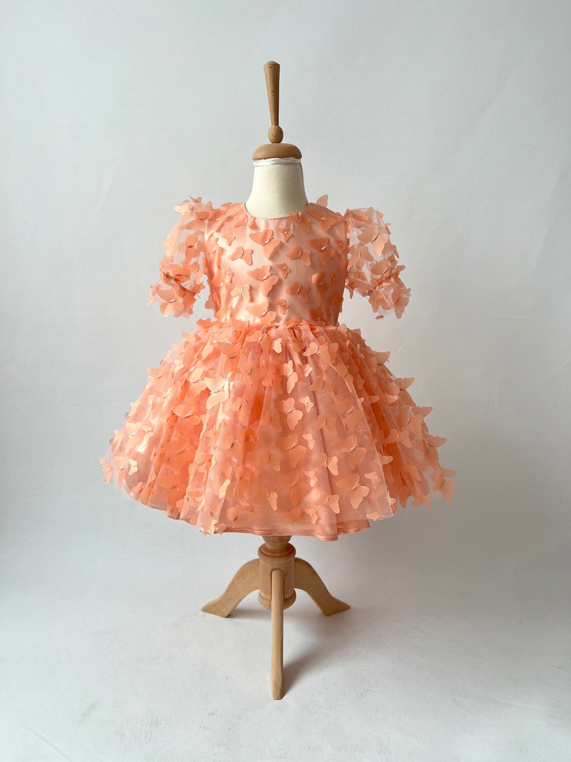 Peach Pink Butterfly Style Girls Dress Birthday Party Baby - Etsy