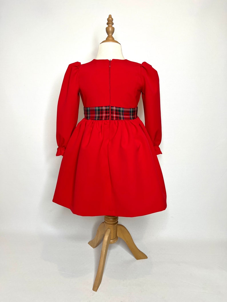 Girls Christmas Red Dress, Girls Plaid Belt Detailed Red Dress, Xmas ...