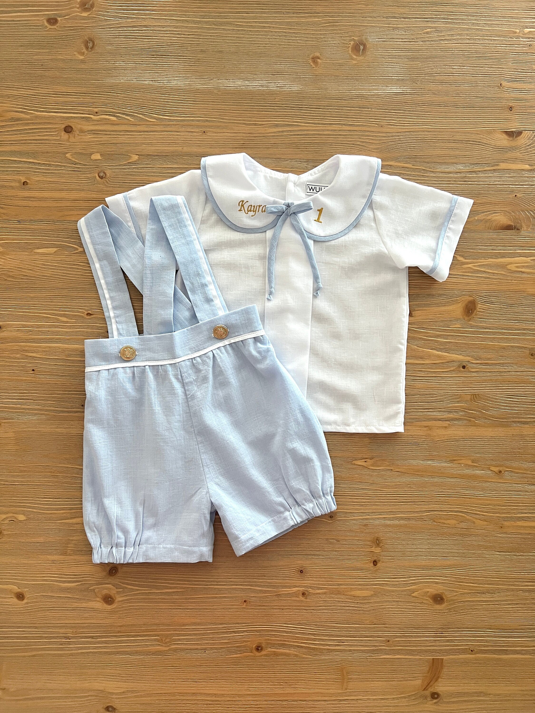 Personalized Baby Boys 1st Birthday Linen Suit, Customized Baby Boy ...