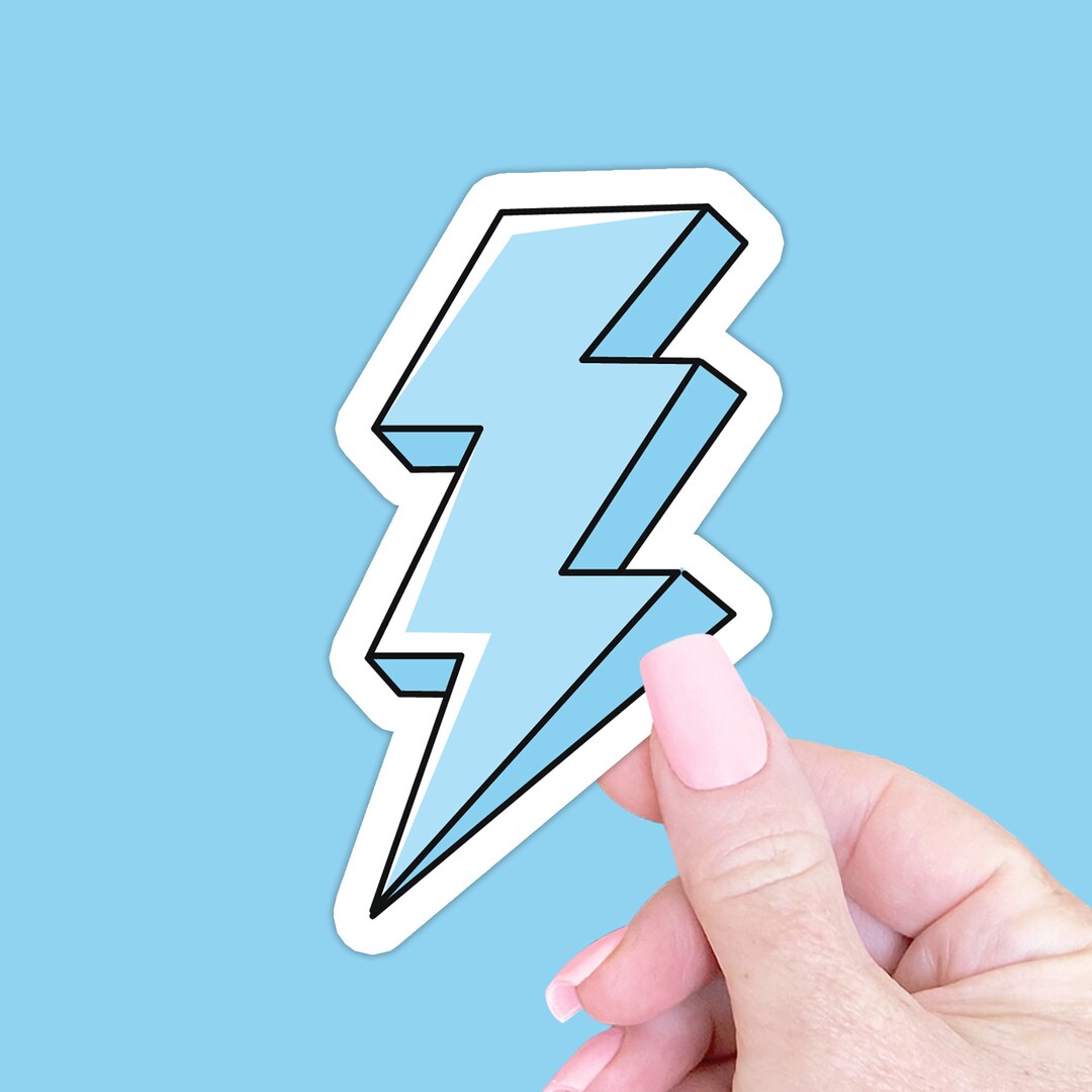 Blue Lightning Bolt Sticker Gift Blue Aesthetic Cute Laptop - Etsy
