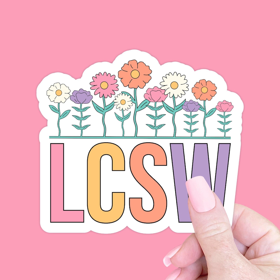 Floral LCSW Sticker Gift, Licensed Clinical Social Worker Laptop ...