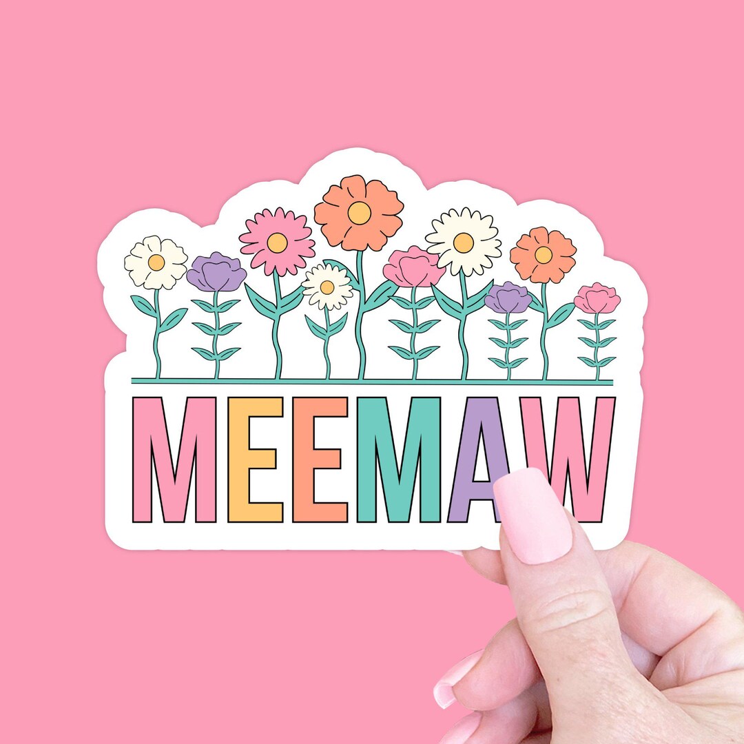 Floral Meemaw Sticker Gift, Meemaw Grandmother Laptop Sticker Gift ...