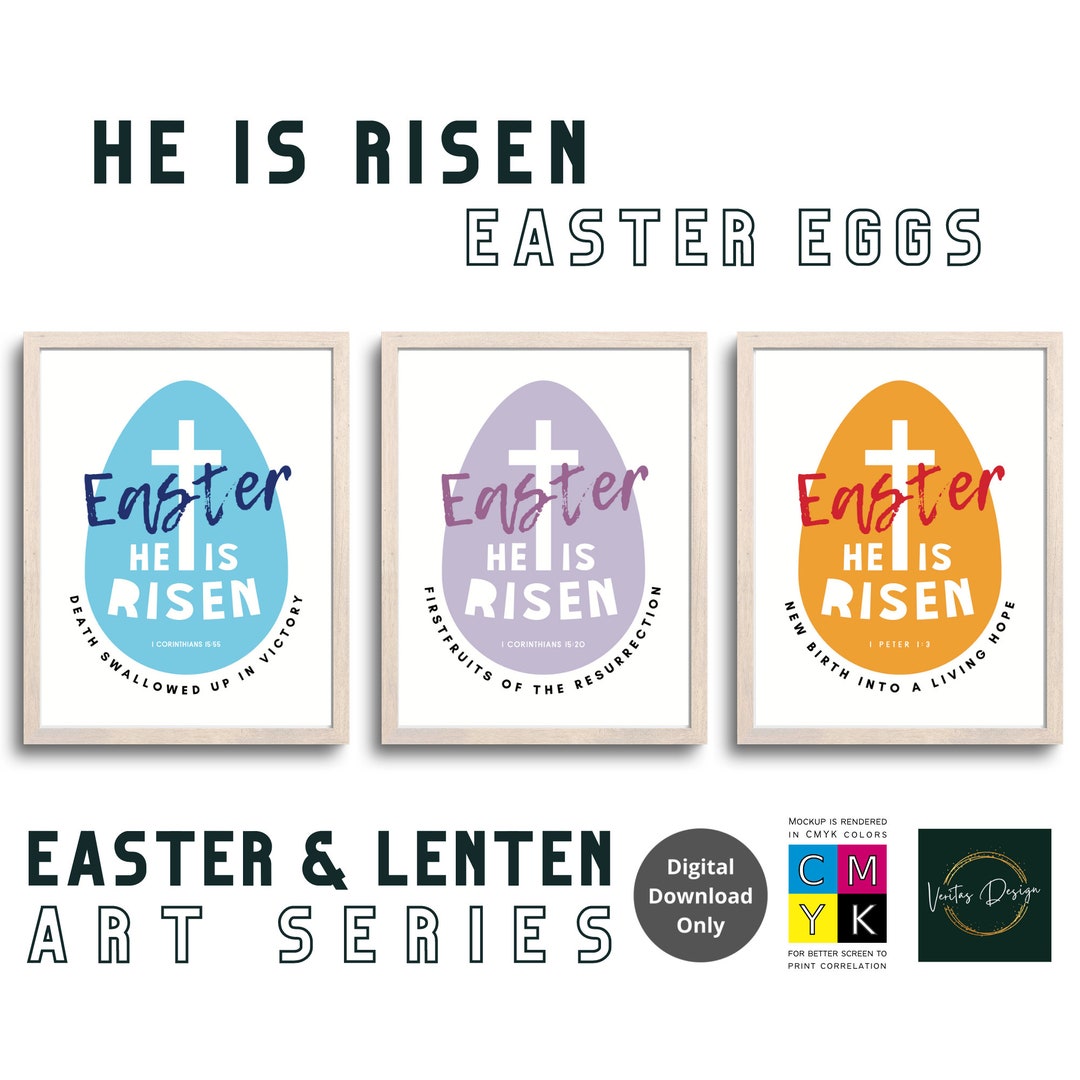 He is Risen Easter Egg Easter Lent Scripture Wall Art Printable | Home ...