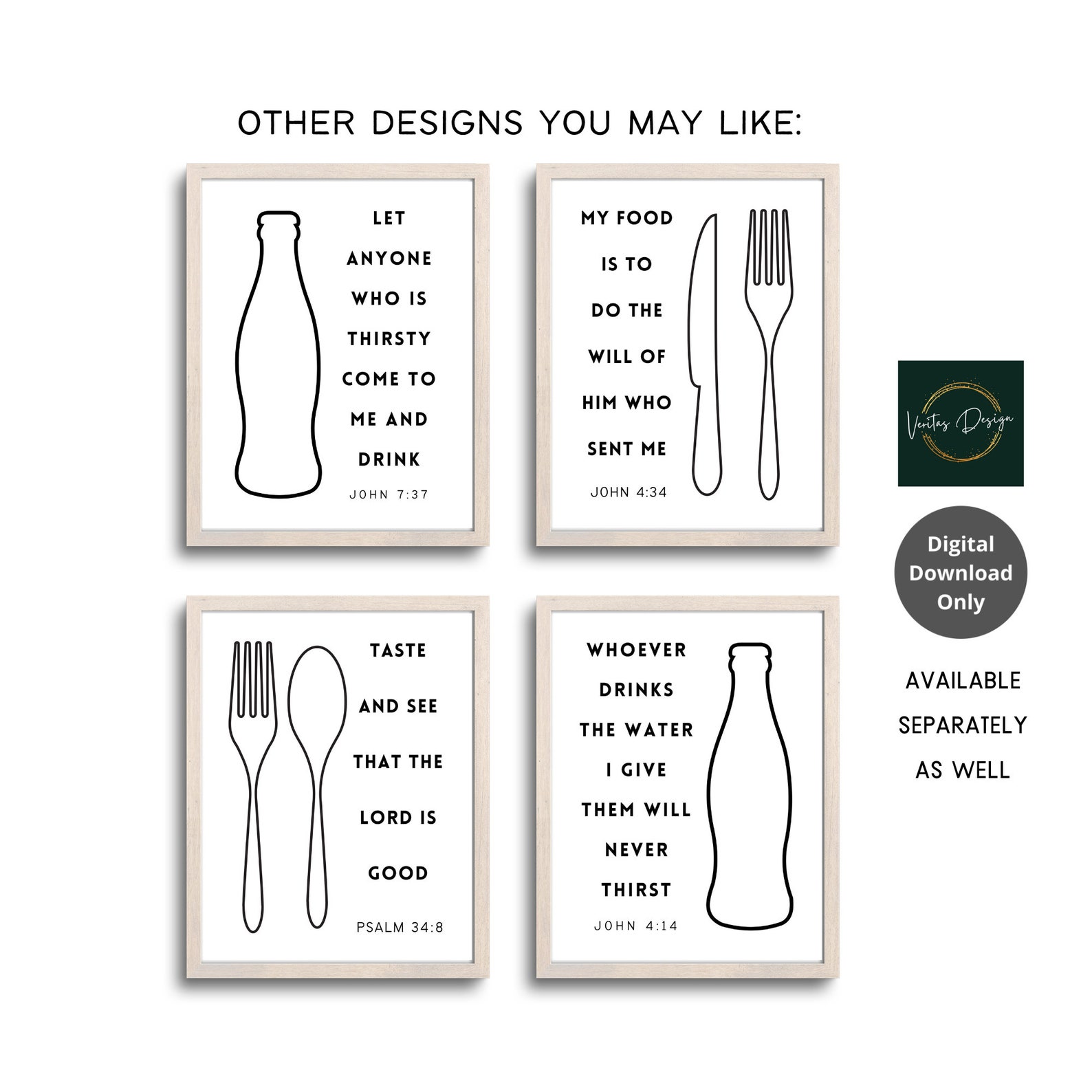 Matthew 4, 6 & John 6 Kitchen Scripture Wall Art Bread Bible Verses ...