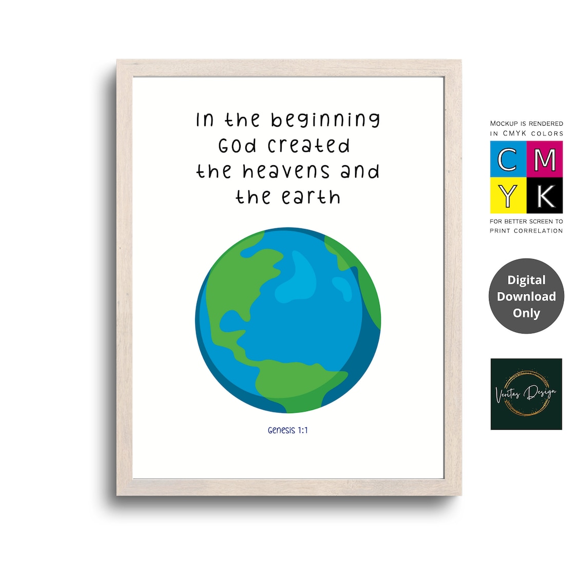 Creation Story in Genesis Bible Verse Children Kids Scripture Wall Art ...