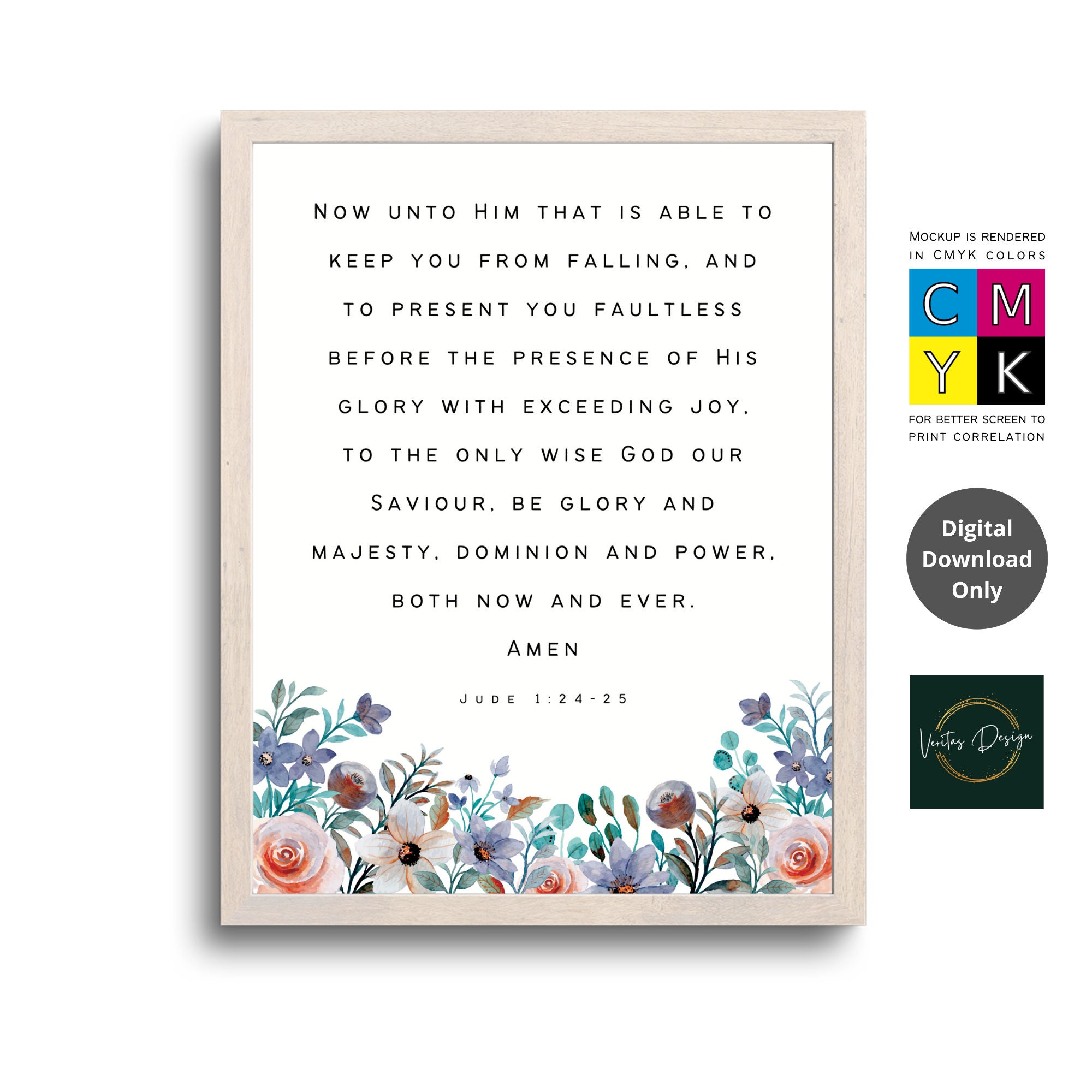 Doxology Jude 24-25 Worship Bible Verse Floral Scripture Art Printable ...