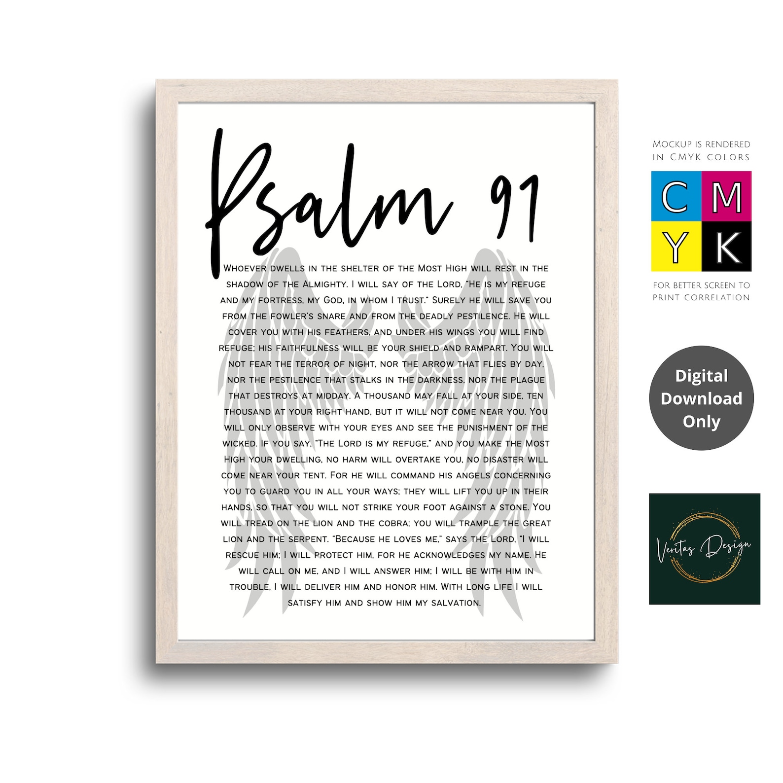 Psalm 91 (entire Chapter) With God's Wing of Protection Scripture Art ...