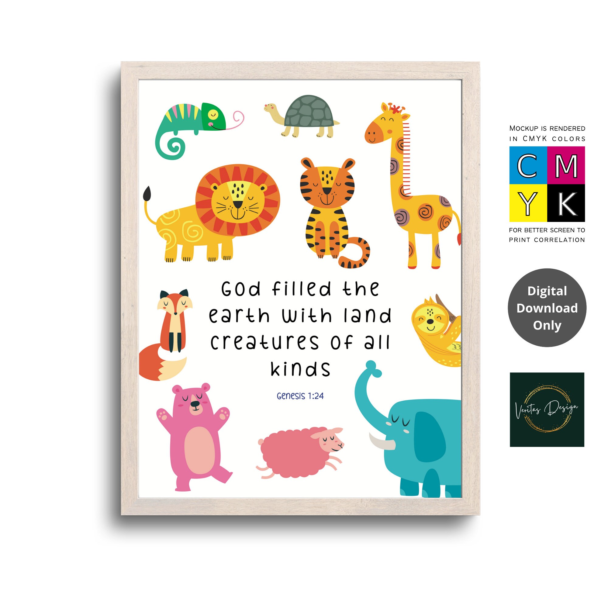 Creation Story in Genesis Bible Verse Children Kids Scripture Wall Art ...