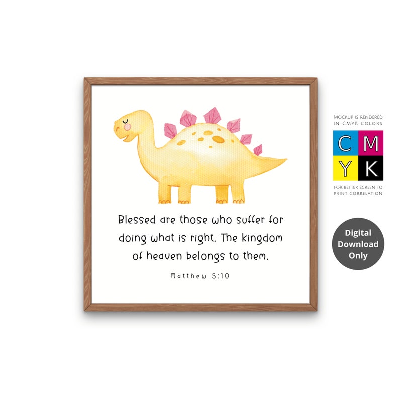Dinosaur Beatitudes Bible Verse Children Kids Scripture Wall Art ...