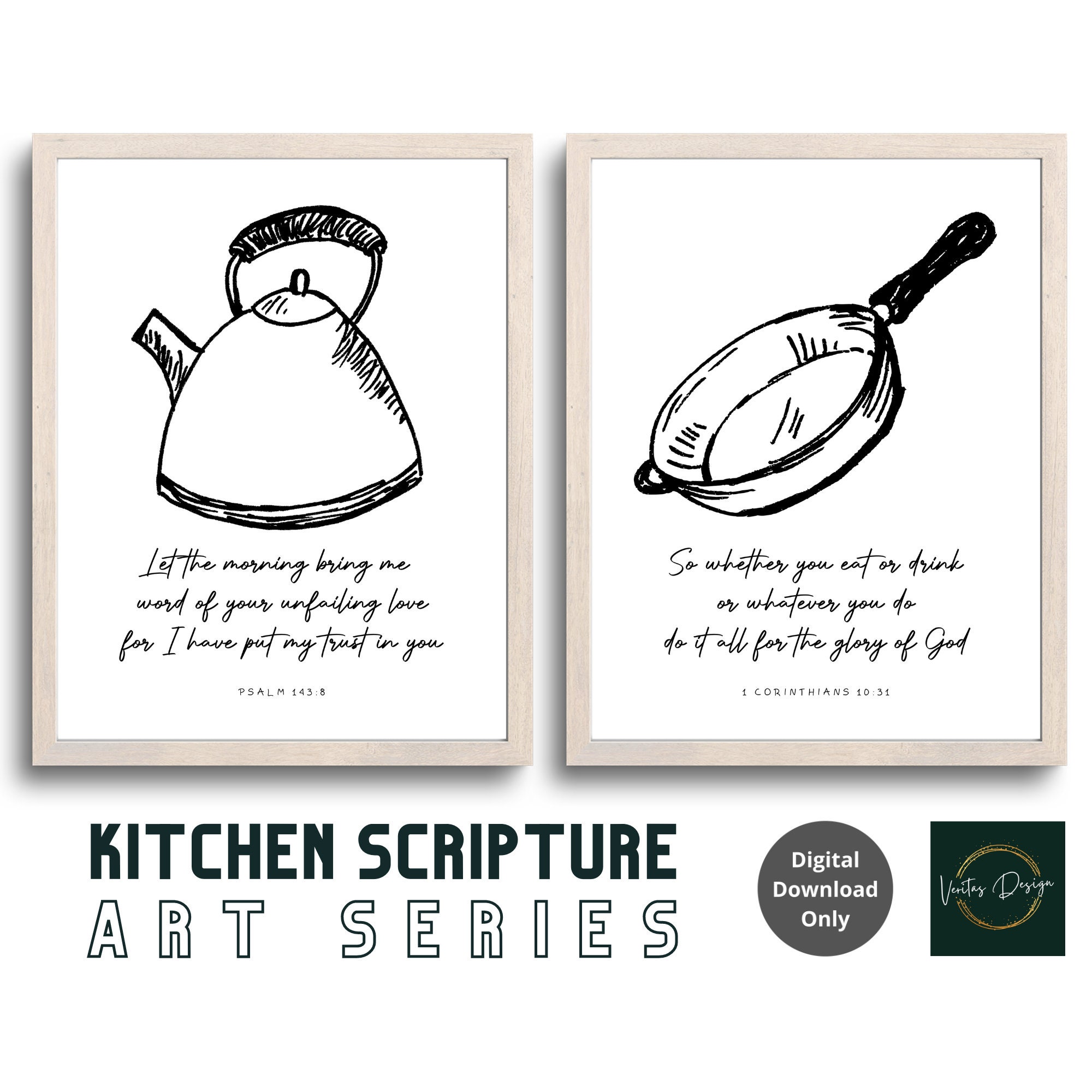 Psalm 143:8 & 1 Corinthians 1031 Kitchen Scripture Wall Art Bible Verse ...