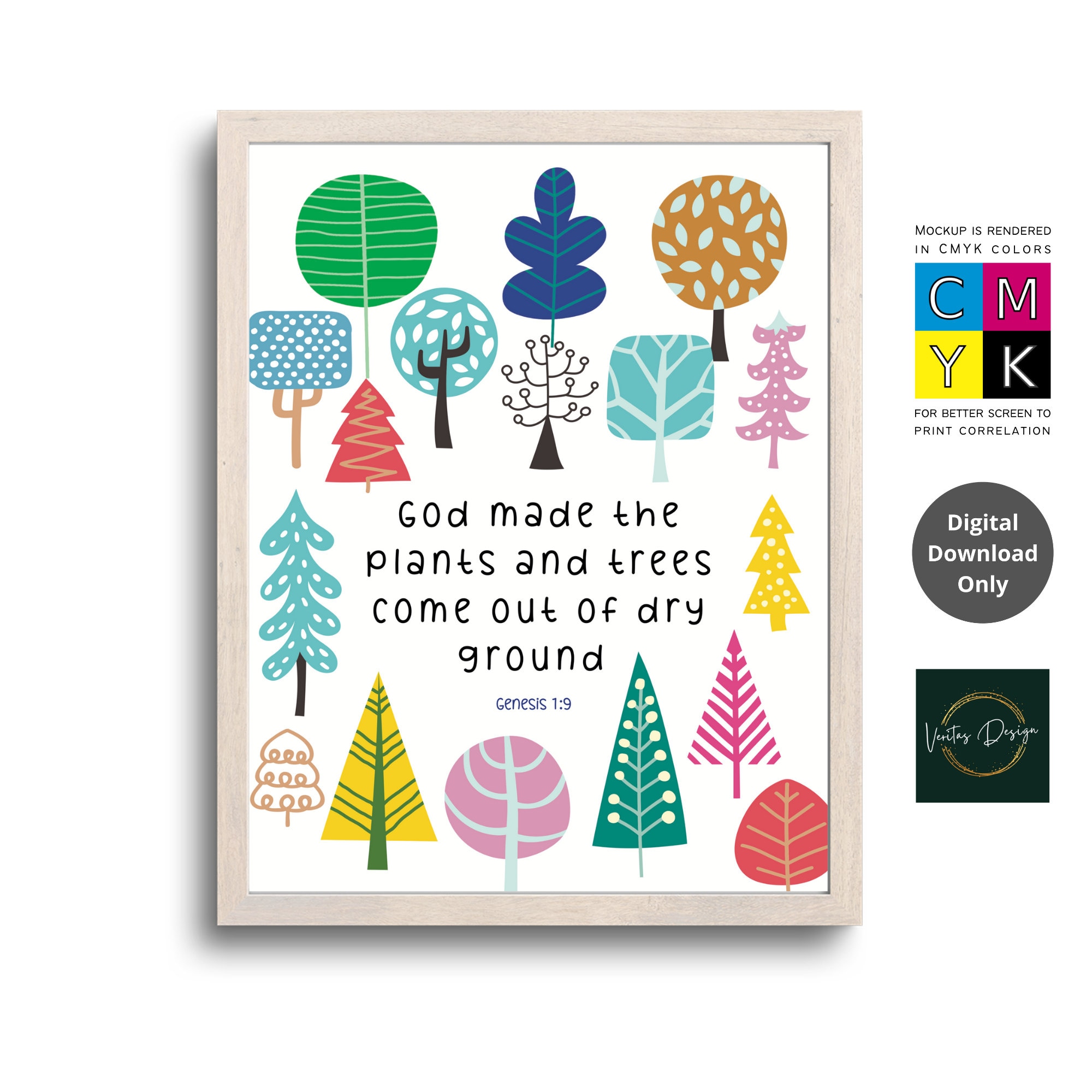 Creation Story in Genesis Bible Verse Children Kids Scripture Wall Art ...